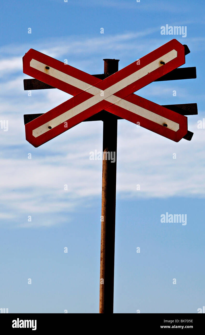A traffic sign on a railway grade crossing. (CTK Photo/Josef Horazny ...
