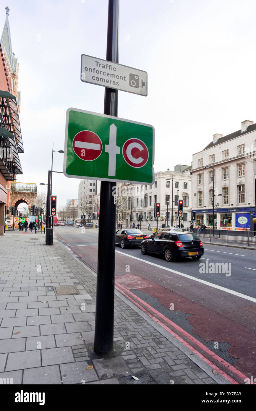 Traffic enforcement camera sign, Congestion charge sign & no entry sign ...