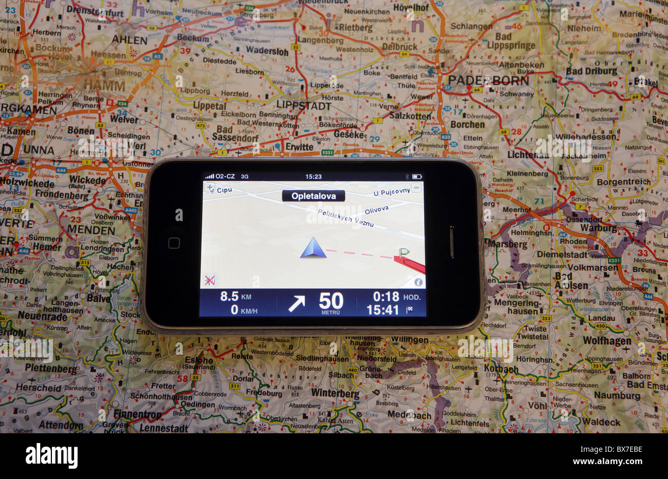 GPS navigation placed on a map Stock Photo - Alamy