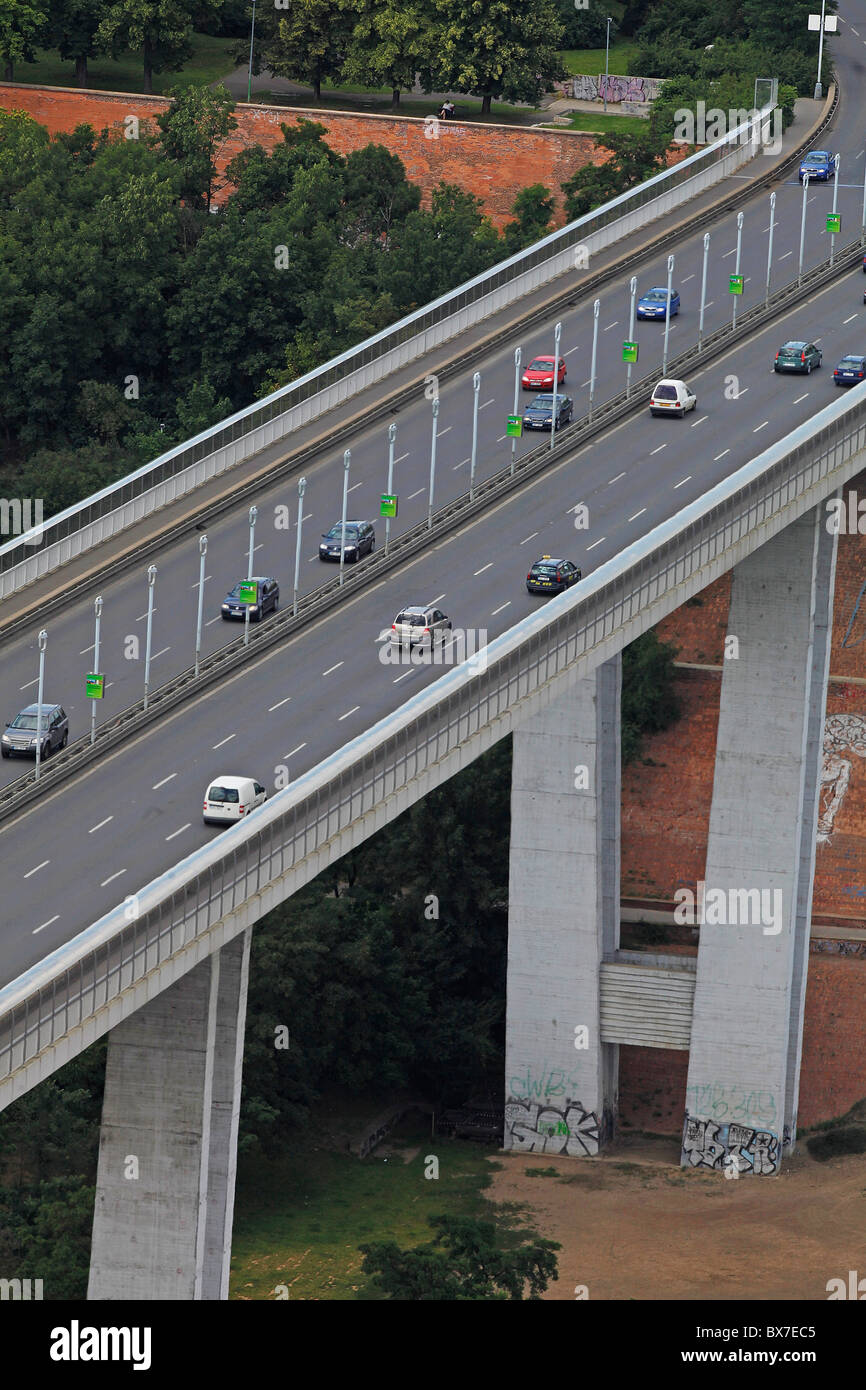 Bridge Nuselsky most above the Nusle quarter in Prague, Czech Republic ...