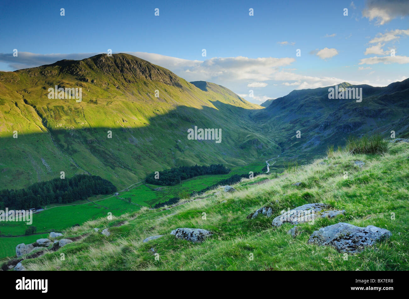 Sunlight on St Sunday Crag and the Grisedale Valley in the English Lake ...