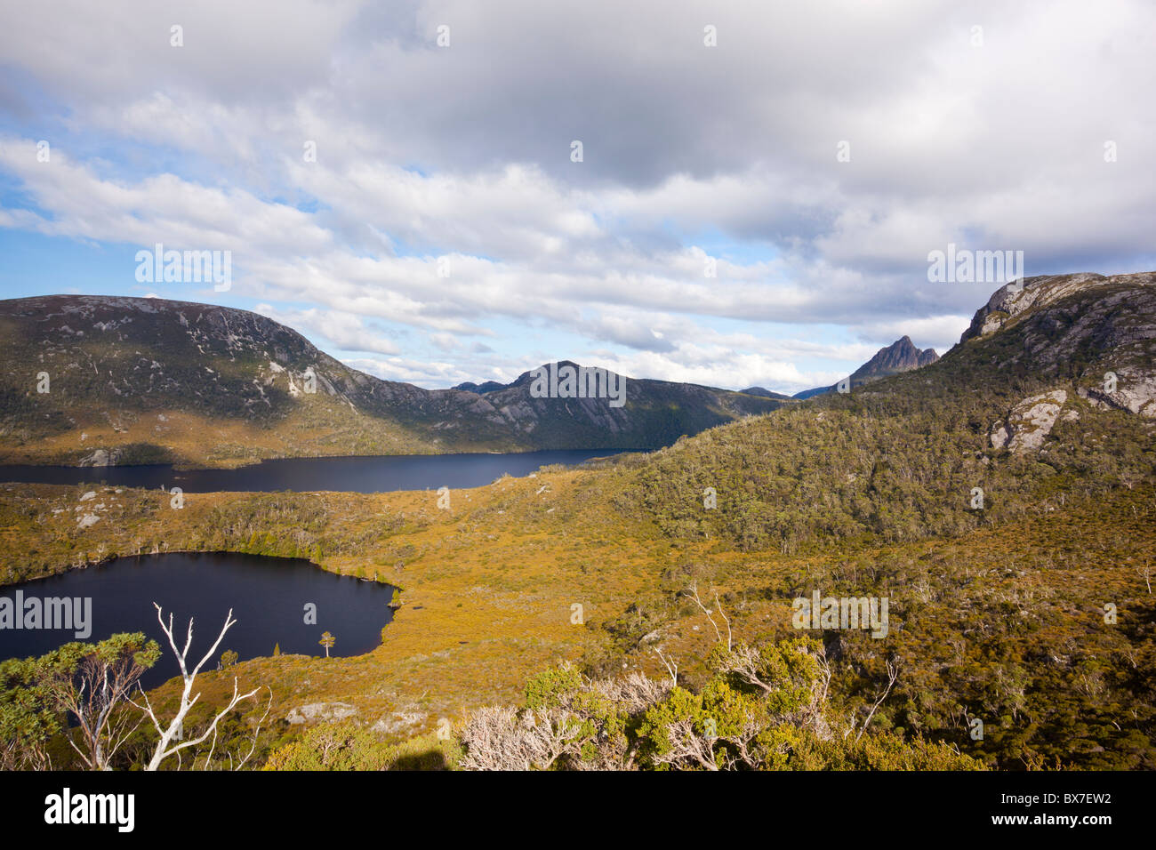 Lake Lilla & Dove Lake from the lookout above Wombat Pool, Cradle ...