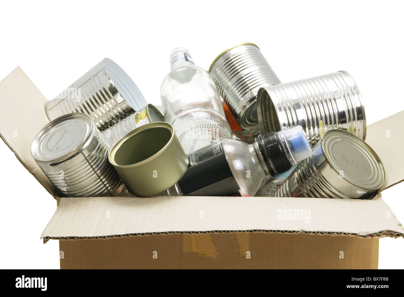 Box of Rubbish for Recycling Stock Photo - Alamy