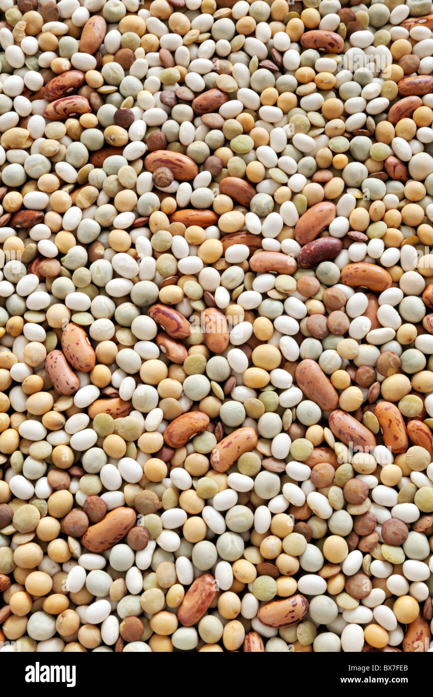 Mixed pulse – lentils, peas, soybeans, beans - background Stock Photo ...