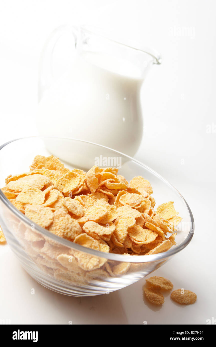 Breakfast with corn-flakes Stock Photo - Alamy