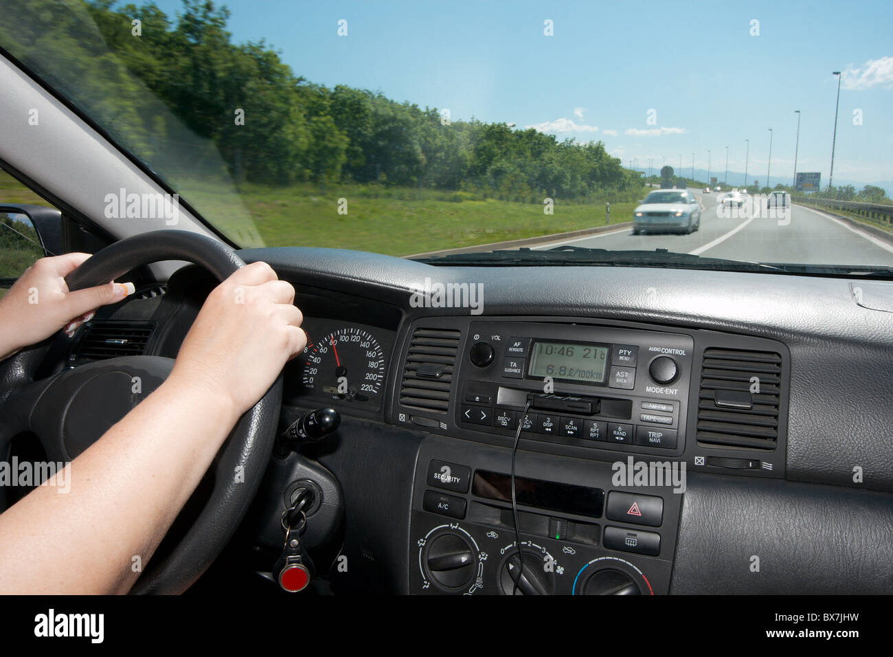 Driving a car viewed from inside Stock Photo - Alamy