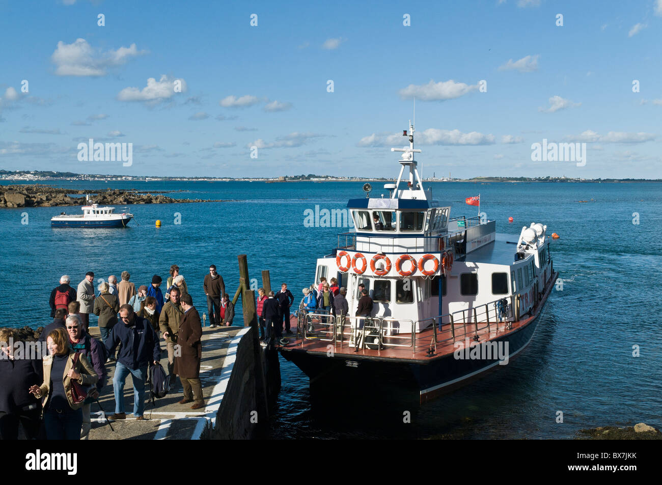dh Herm Island HERM GUERNSEY Guernsey to Herm ferry passengers at ...