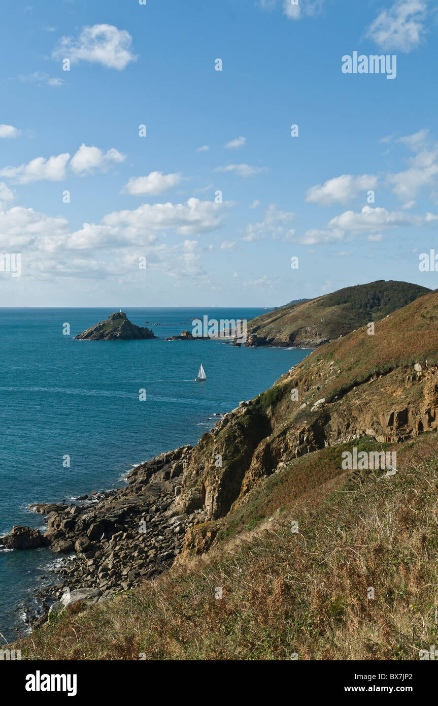 dh Herm Island HERM GUERNSEY Yacht and seacliffs Herm island south ...