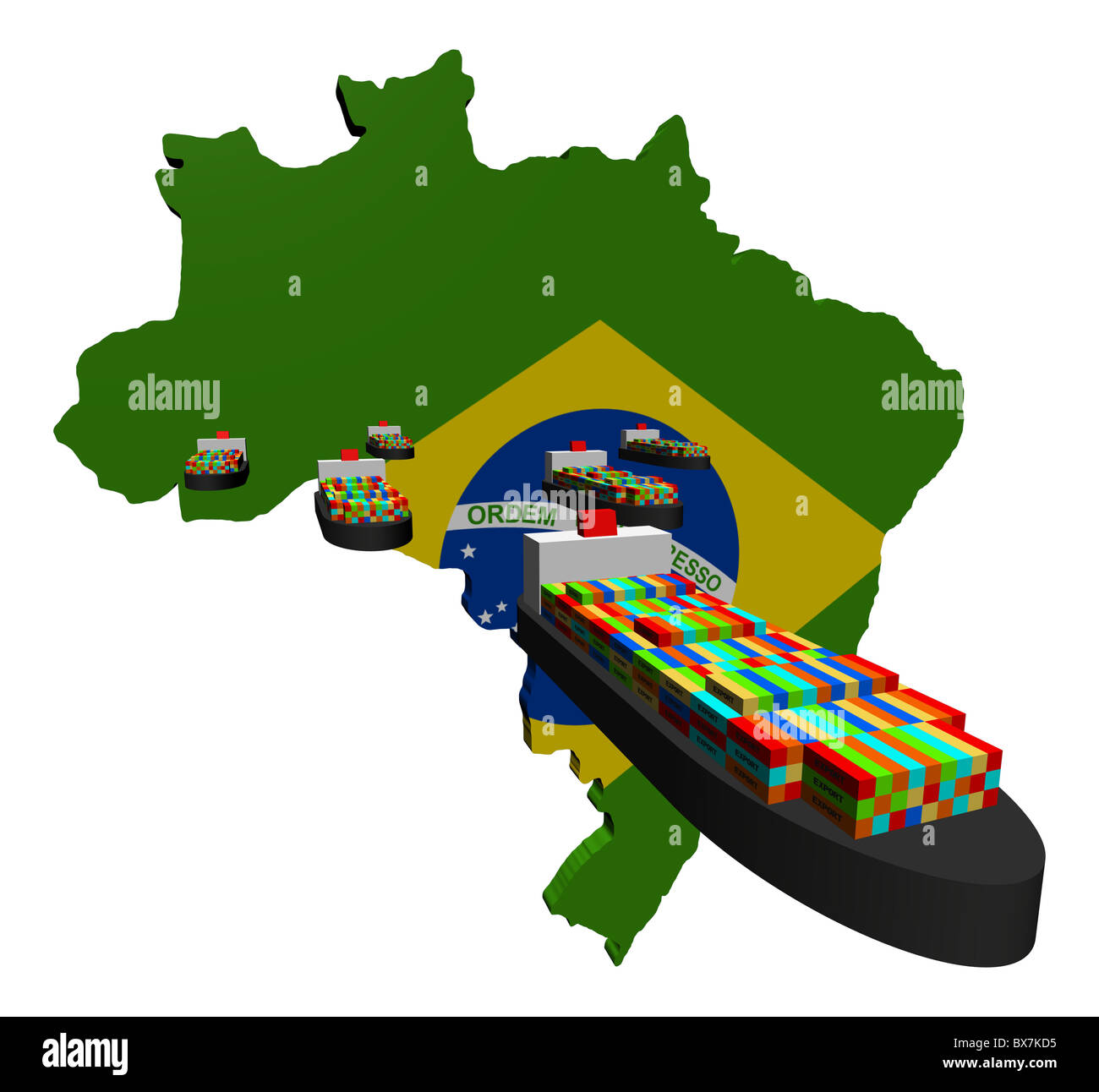 Brazilian export with container ships illustration Stock Photo - Alamy