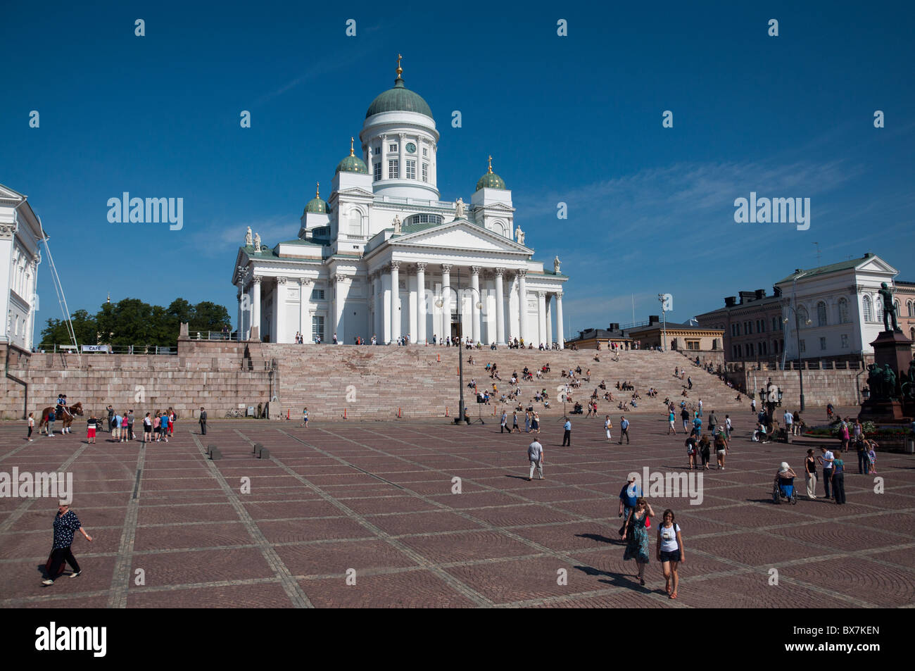 A photograph of Helsinki Cathedral and Senate Square in Helsinki ...