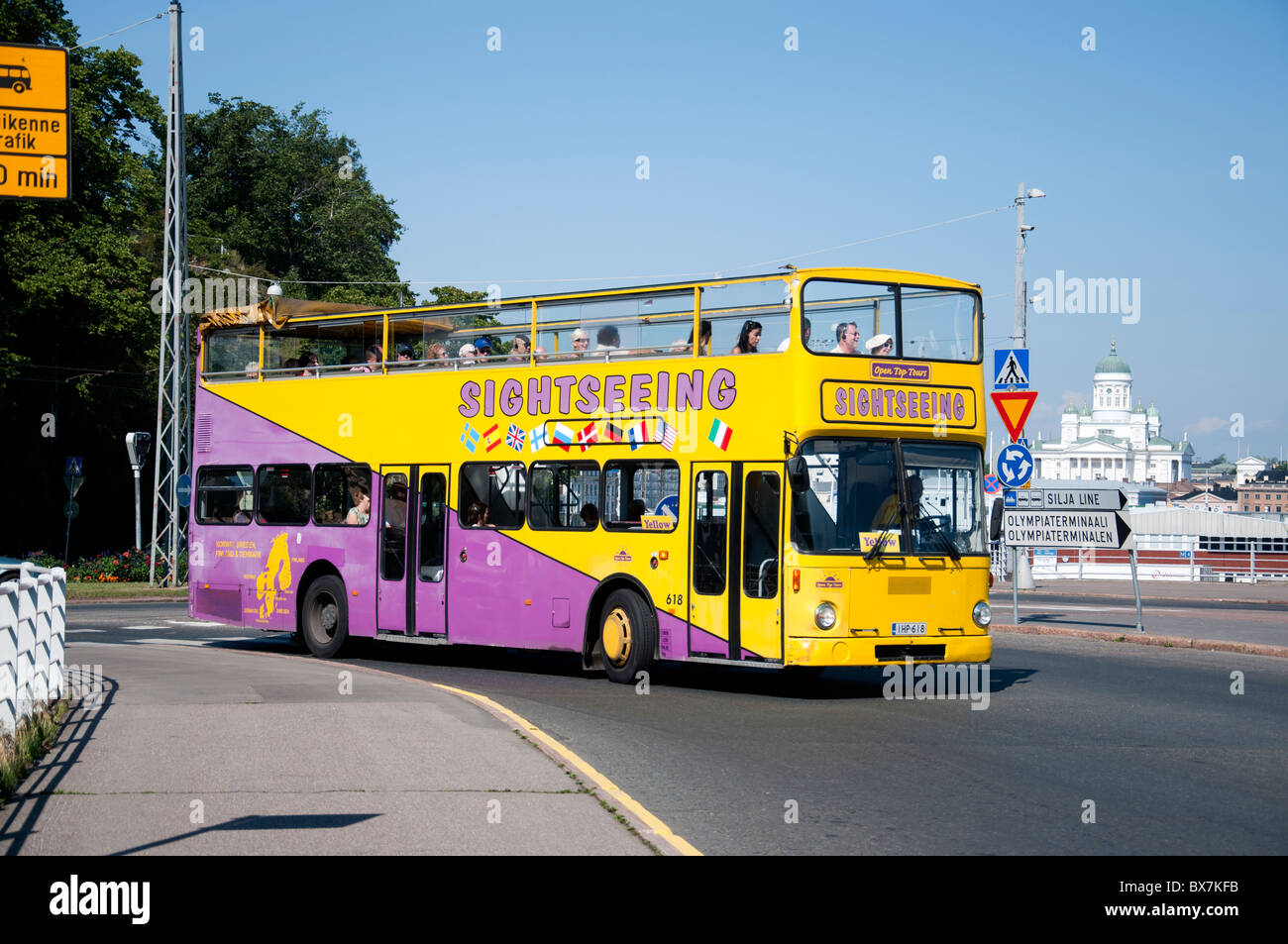 A sightseeing tour bus in Helsinki, Finland Stock Photo - Alamy