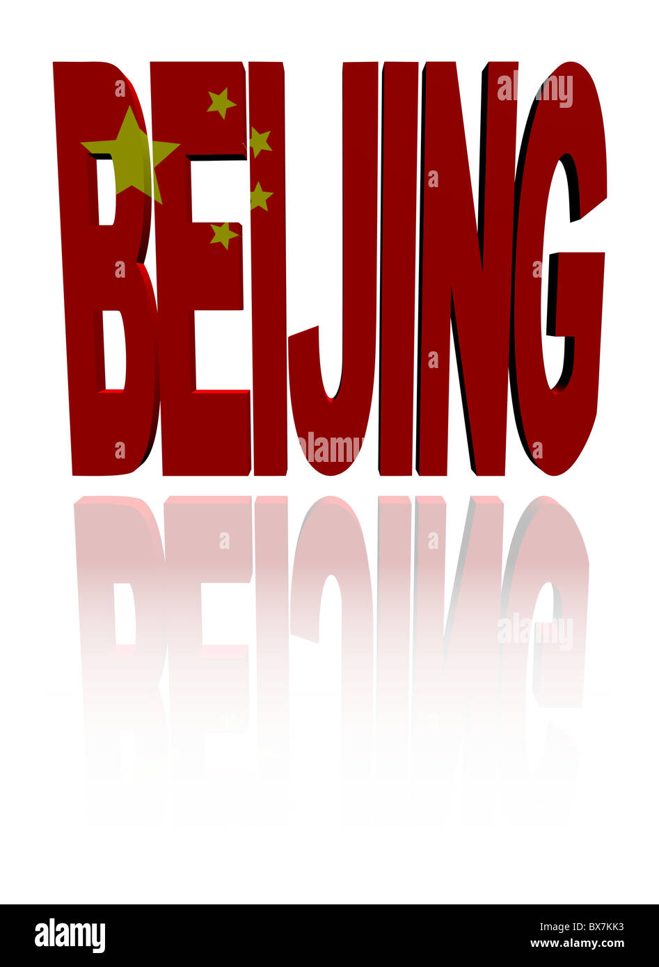 Beijing text with Chinese flag illustration Stock Photo - Alamy