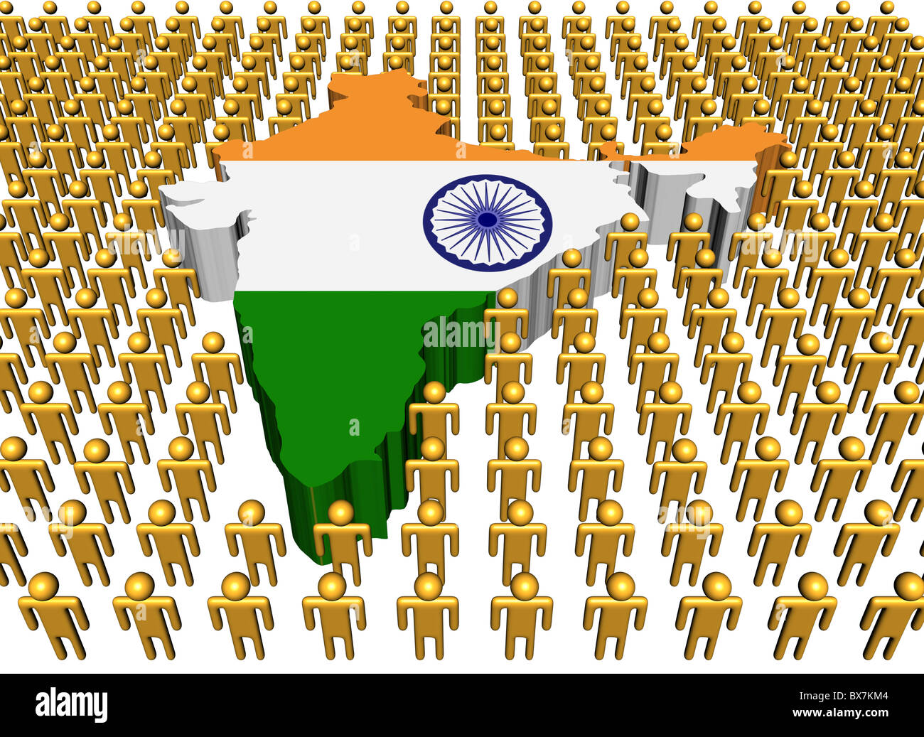 Indian map flag surrounded by many abstract people illustration Stock ...