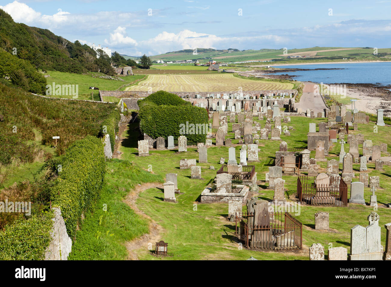 The ruins of Saint Columba's Chapel in the cemetery at Keil, Dunaverty ...