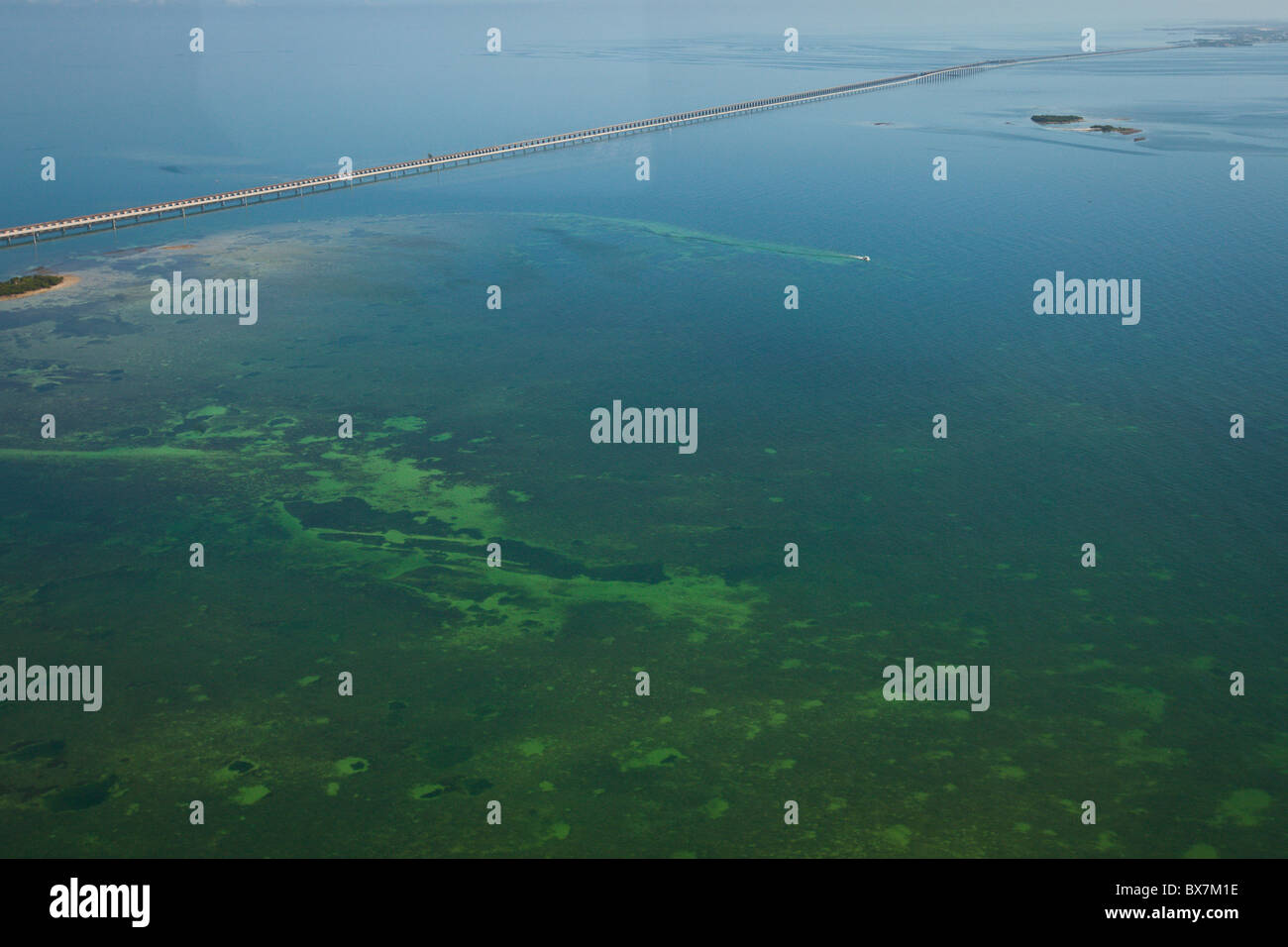Aerial view of the seven mile bridge spanning the keys in Florida Stock ...