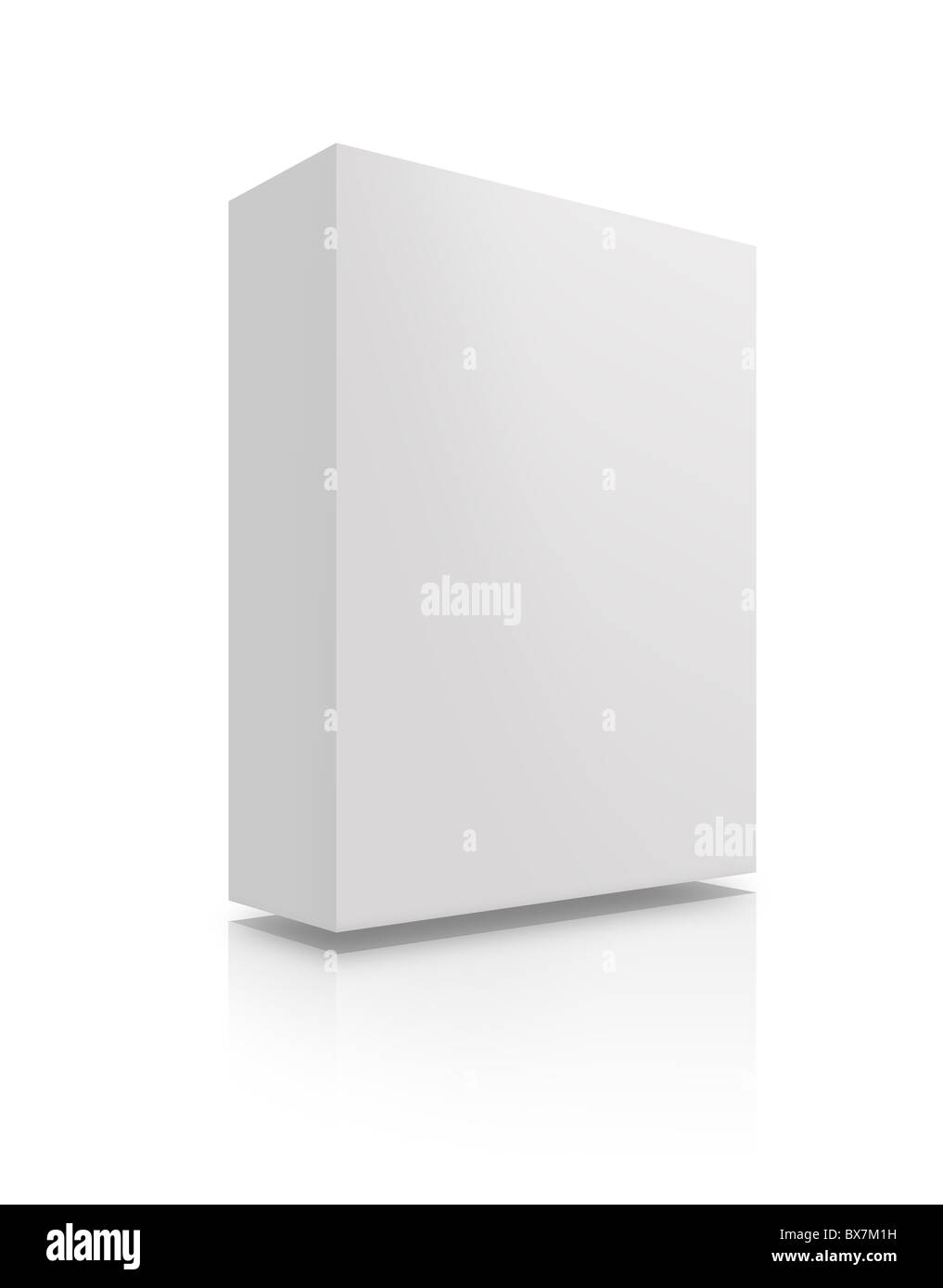 Blank box with reflection and shadows on a white background. With ...