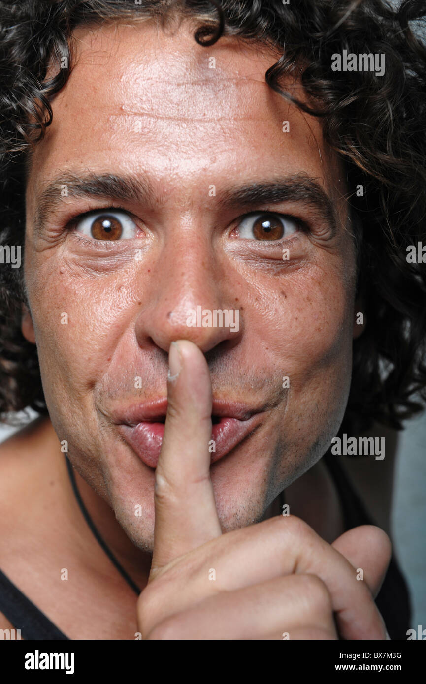 Shushing man hi-res stock photography and images - Alamy