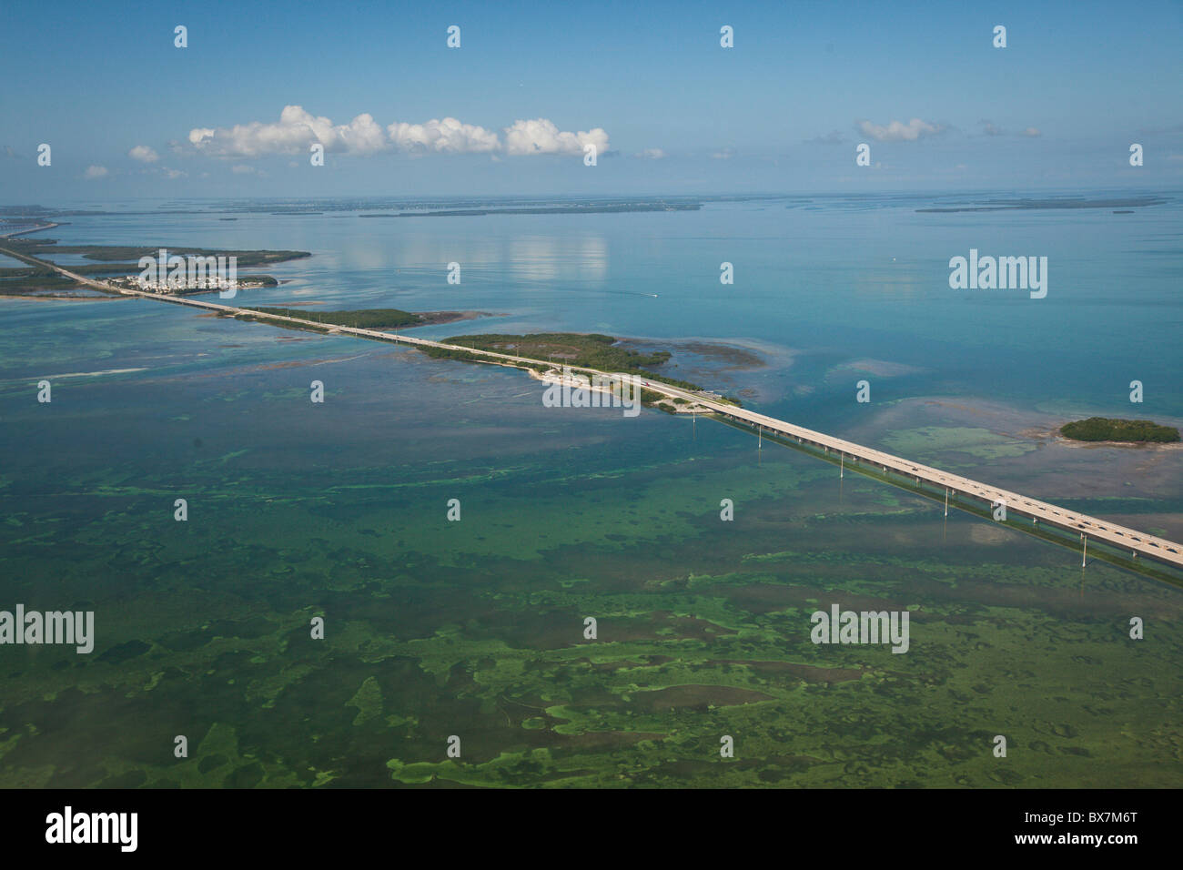 Aerial view of the seven mile bridge spanning the keys in Florida Stock ...