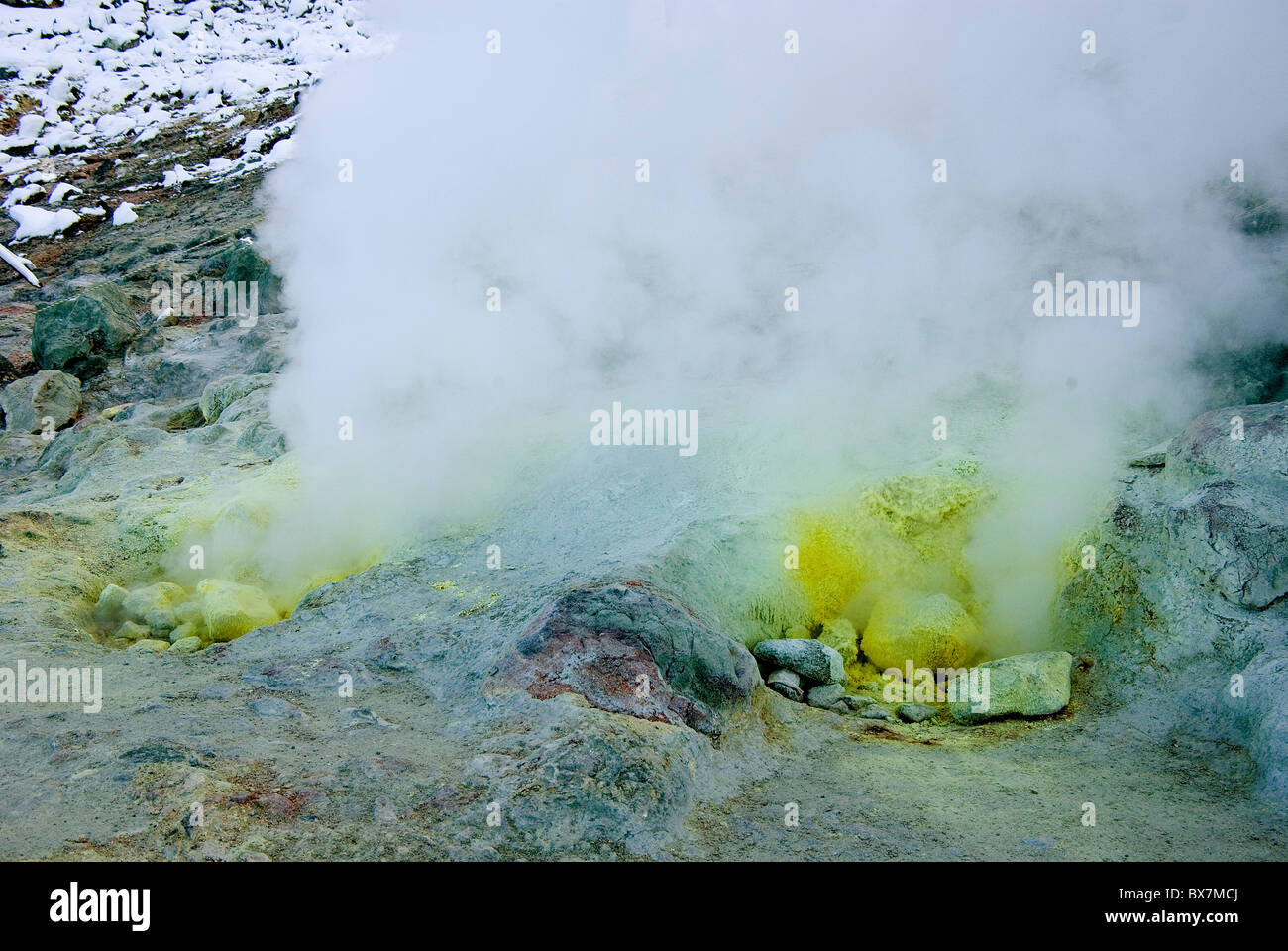 geothermal vents on sulfur mountain on hokkaido - japan Stock Photo - Alamy