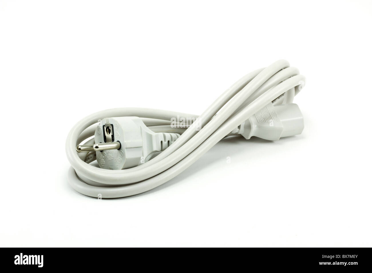 White Power Plug, White Background Stock Photo - Alamy