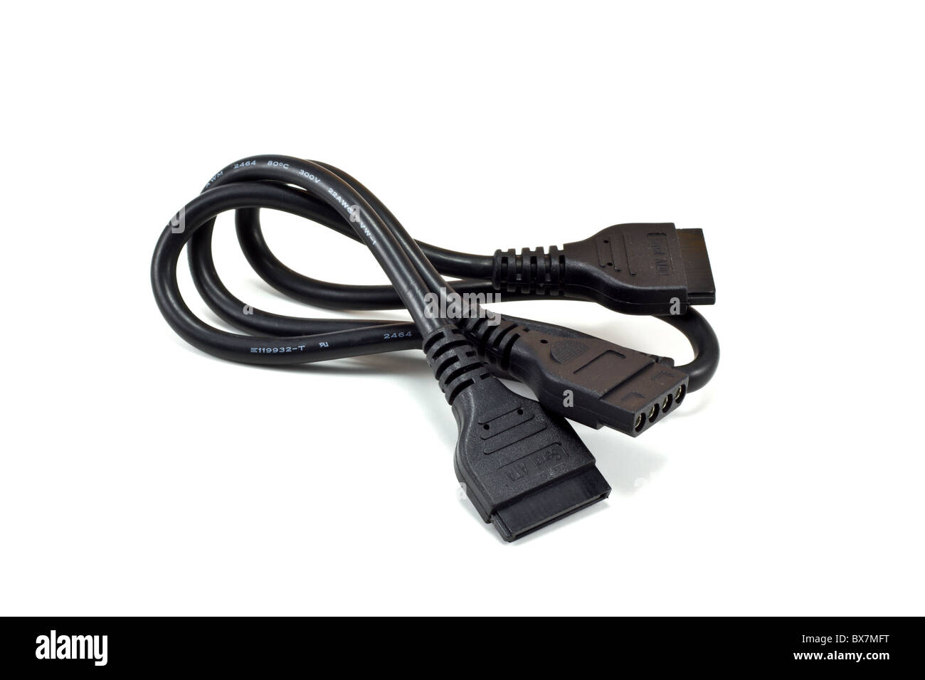 Hard disk drive power cables on a white background Stock Photo - Alamy