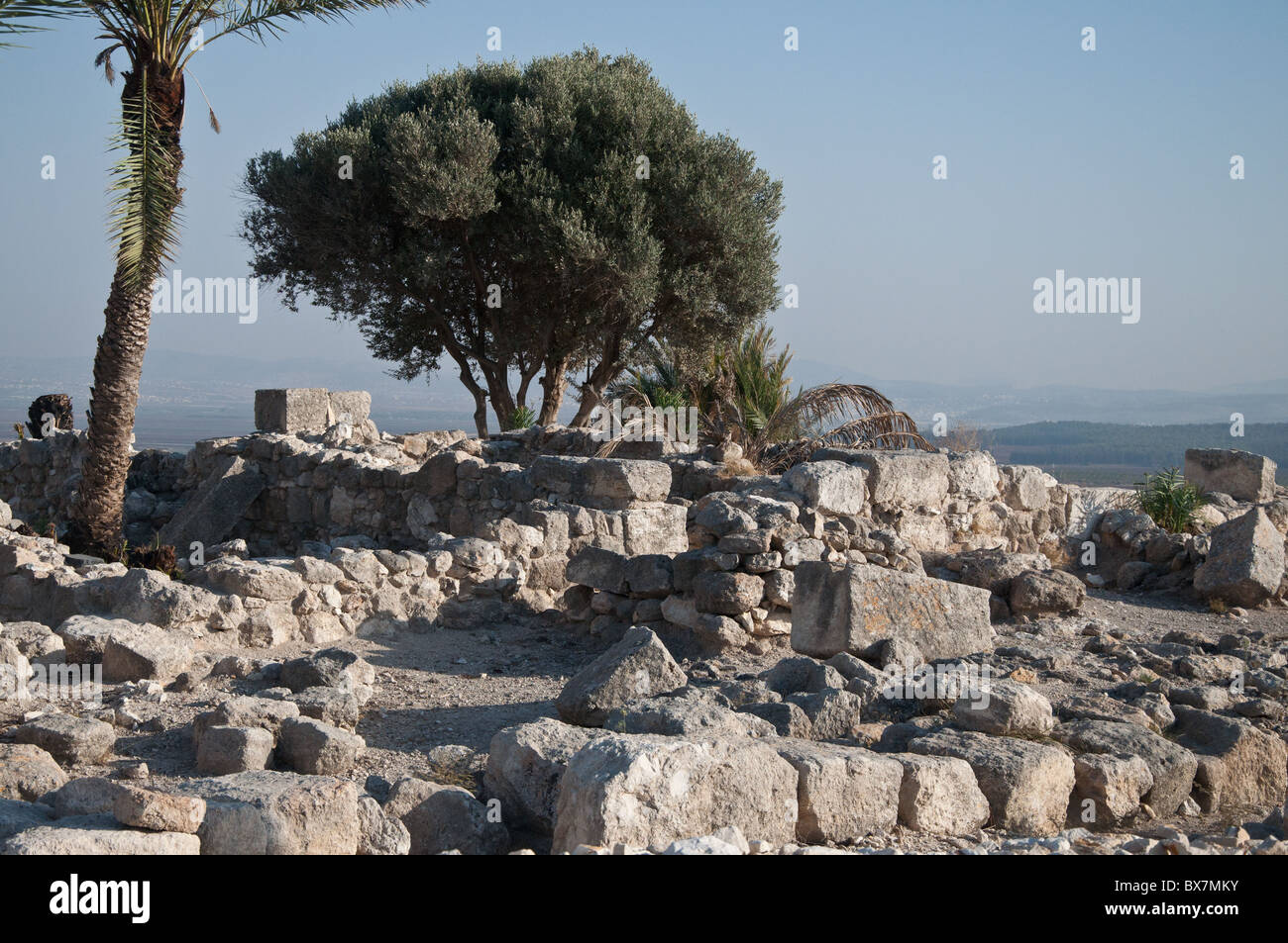 The ancient ruins of Tel Megiddo Stock Photo - Alamy