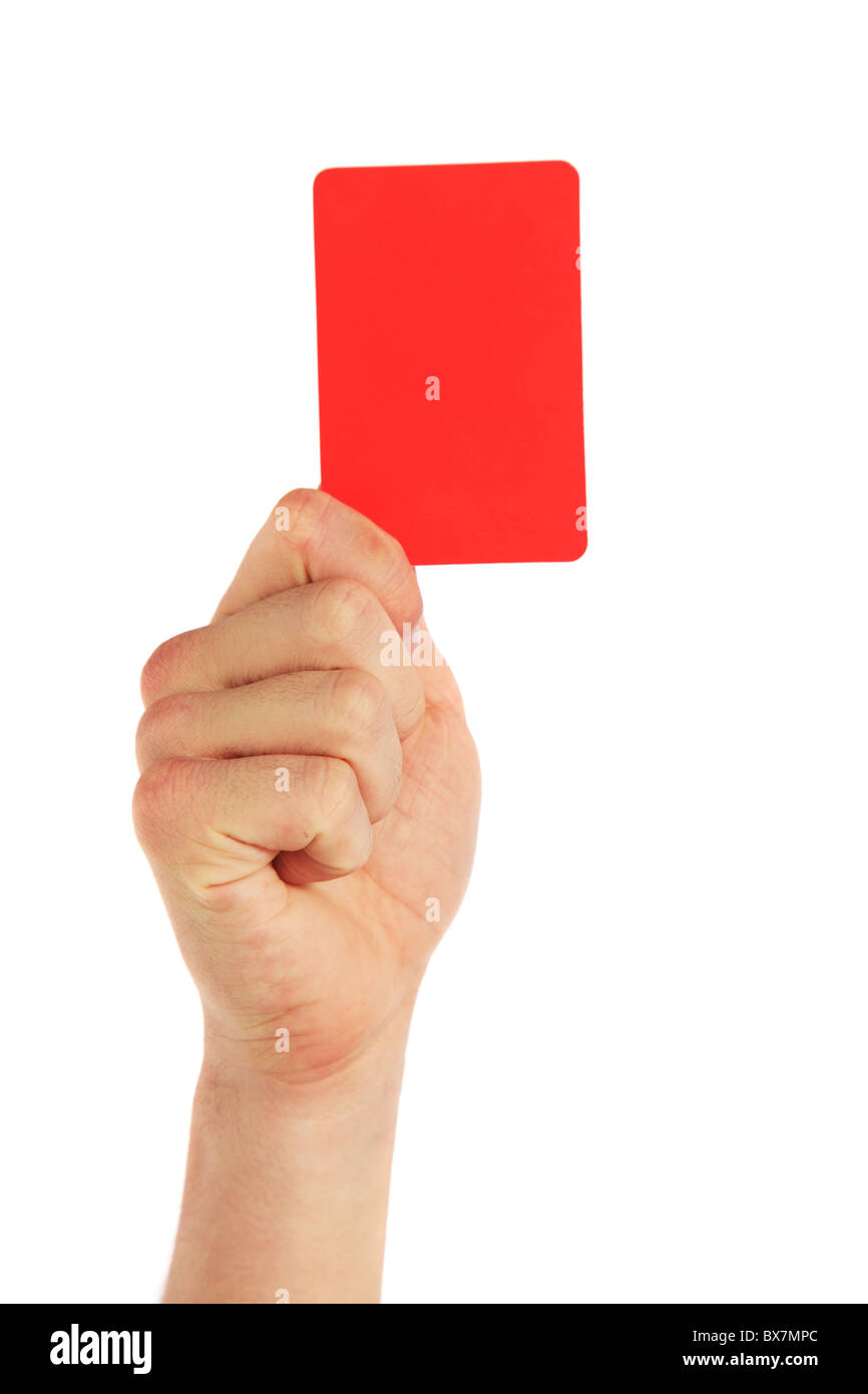 Caucasian hand holding red card. All on white background Stock Photo ...
