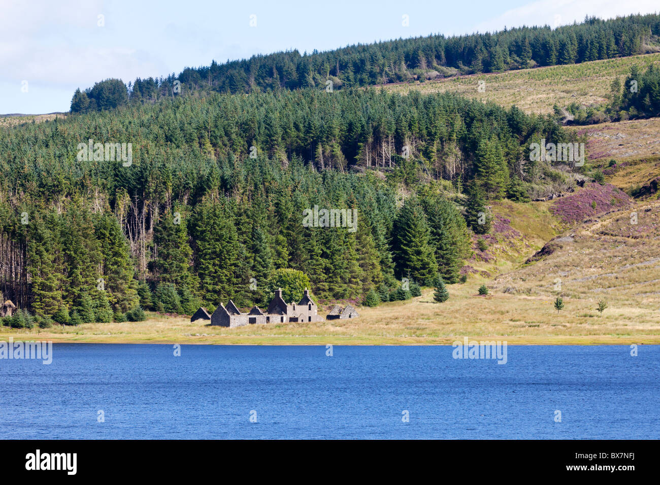 Abandoned ruins beside Lussa Loch on the Kintyre Peninsula. Argyll ...