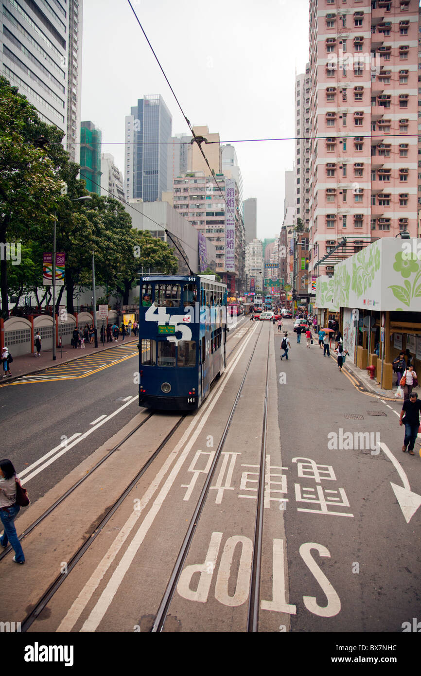 Looking at Hong Kong's tram transport system, double decker tram in The ...