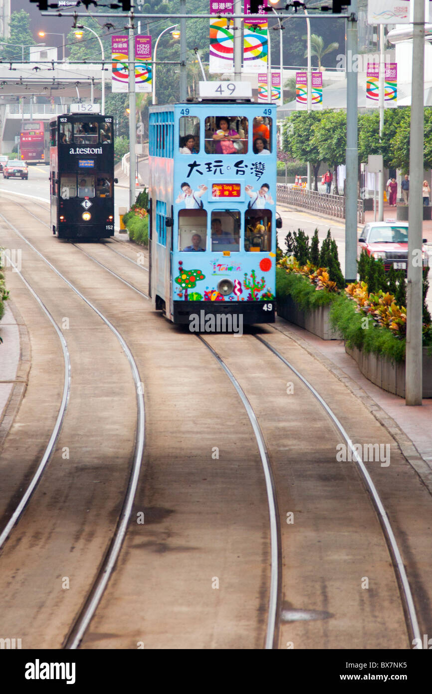 Looking at Hong Kong's tram transport system, double decker tram in The ...