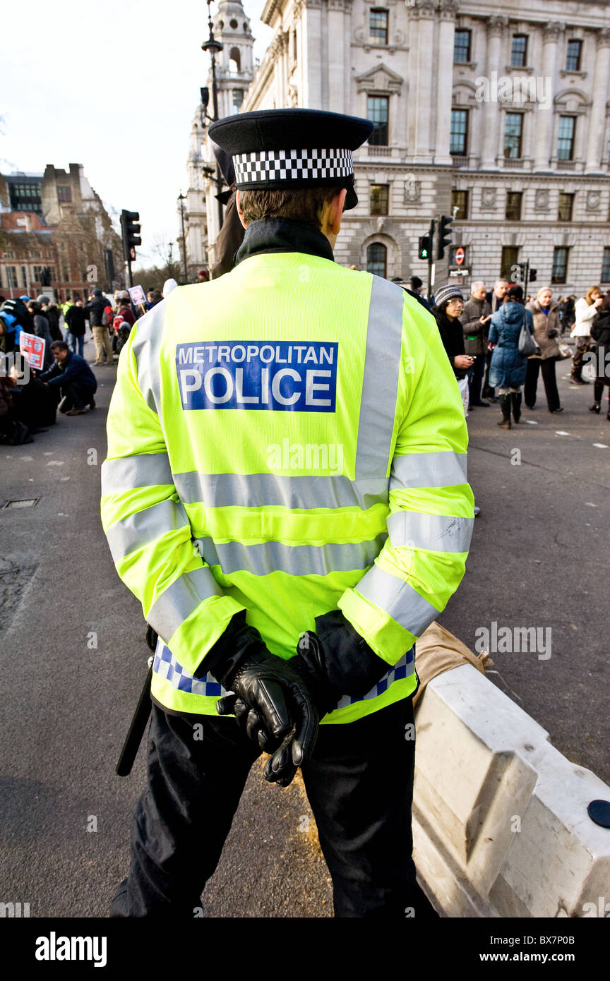 A Metropolitan police officer on duty at a demonstration in London ...