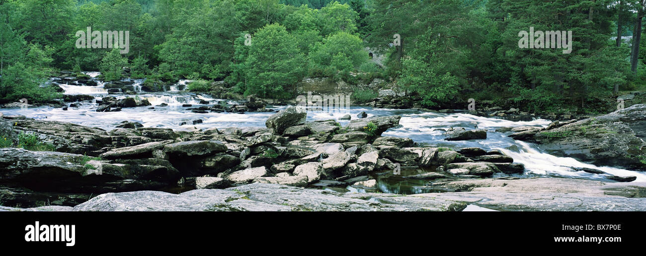 Panoramic view on river stream with small cascades Stock Photo - Alamy