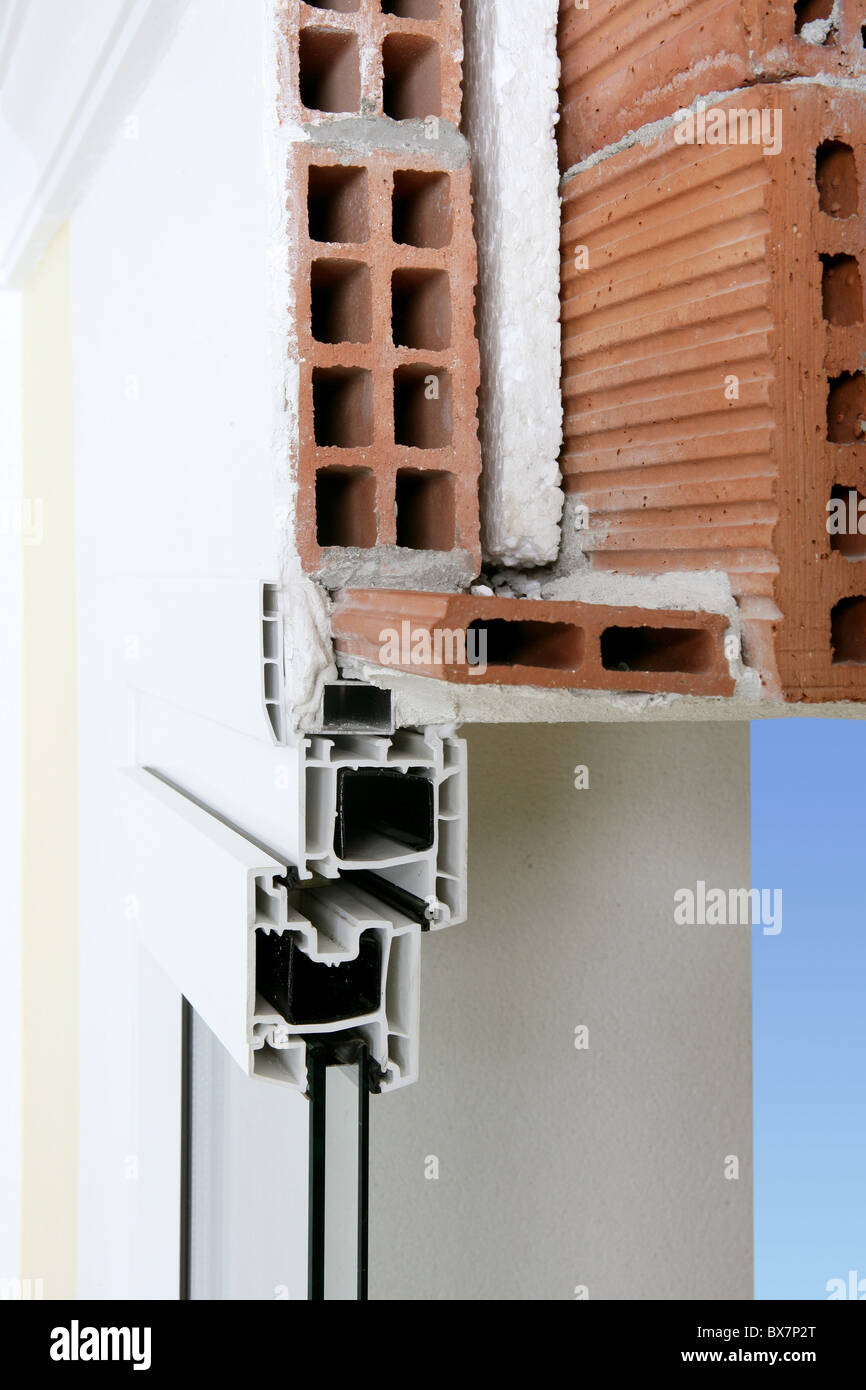 facade wall cross section of pvc window isolated glass Stock Photo - Alamy