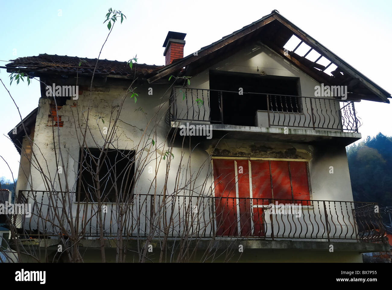 Srebrenica, Bosnia, muslim houses destroyed by the members of the ...