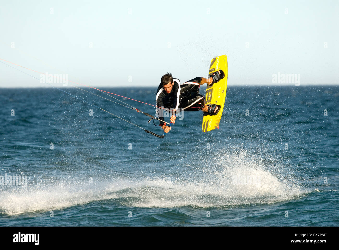 Kite surfer airborne jumping Stock Photo - Alamy