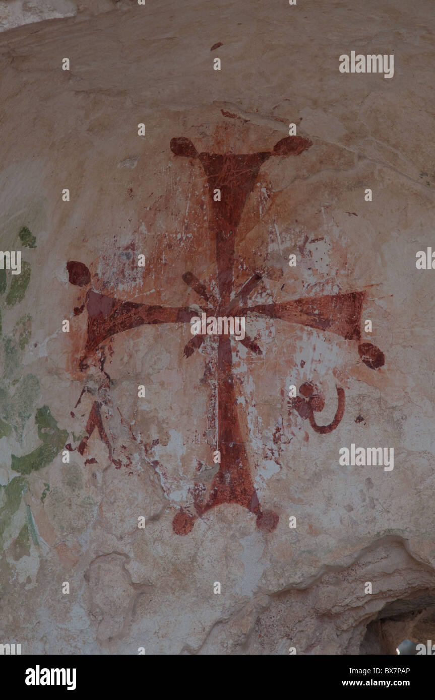 A cross is inscribed on the wall Stock Photo - Alamy