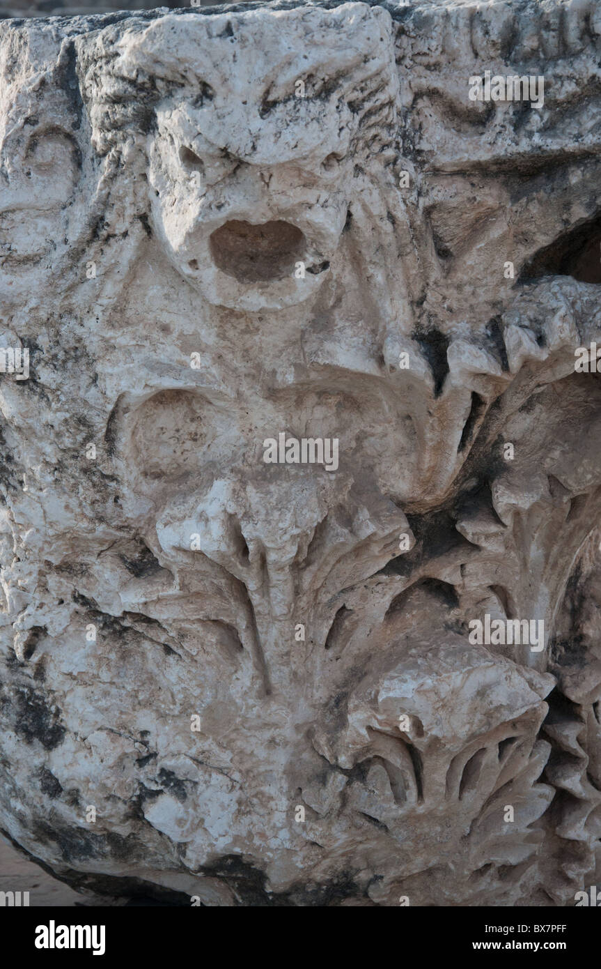 Weathered carvings on a column Stock Photo - Alamy