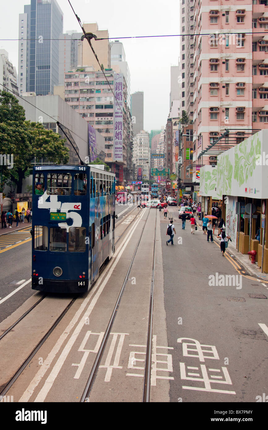 Looking at Hong Kong's tram transport system, double decker tram in The ...