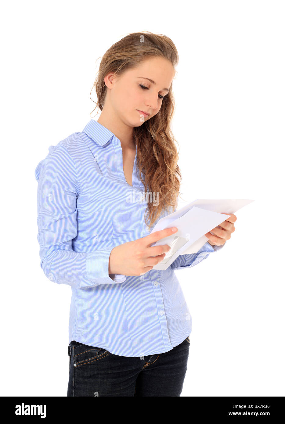 Portrait of an attractive young girl. All on white background Stock ...