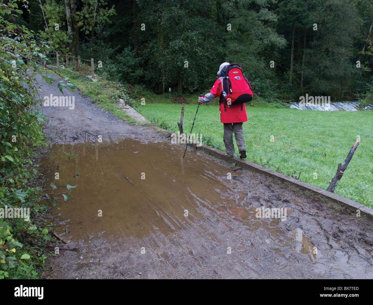 Pilgrim walking the Camino de Santiago, Spain Stock Photo - Alamy