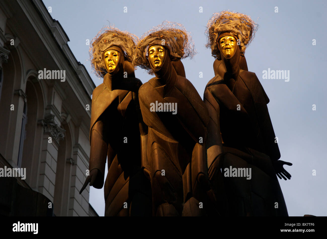 The three muses at the entrance of the National Drama Theatre, Vilnius ...