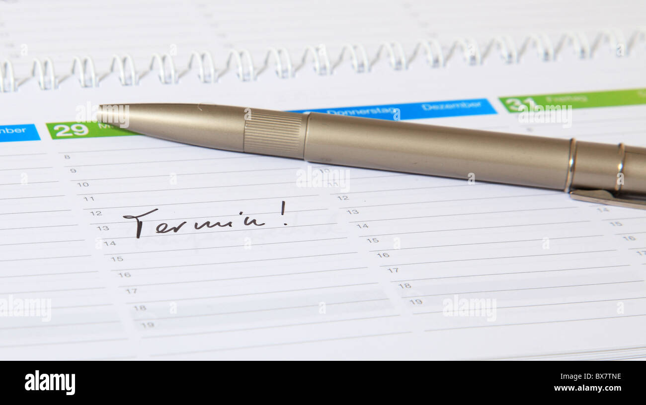 A standard schedule. The german term Termin is marked. (english ...