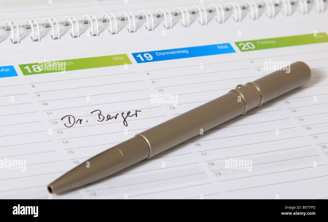 A standard schedule. The fictional name Dr. Berger is marked Stock ...