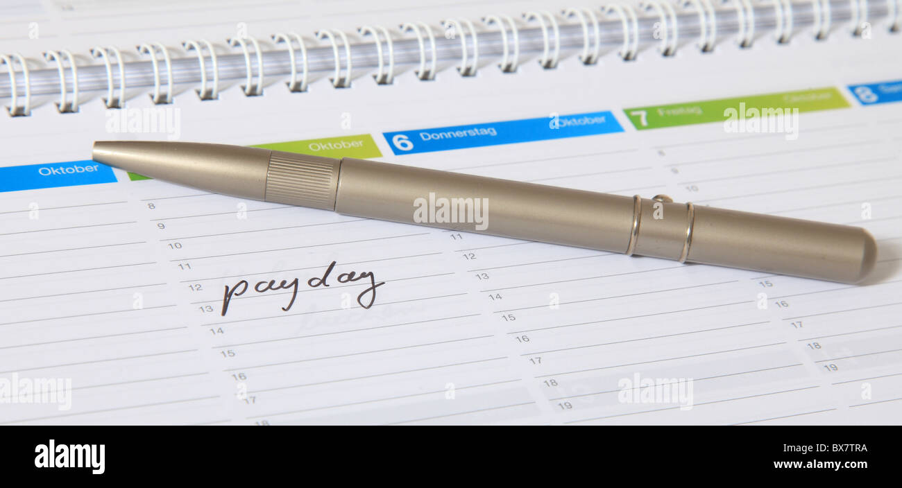 A standard schedule. The term payday is marked Stock Photo - Alamy