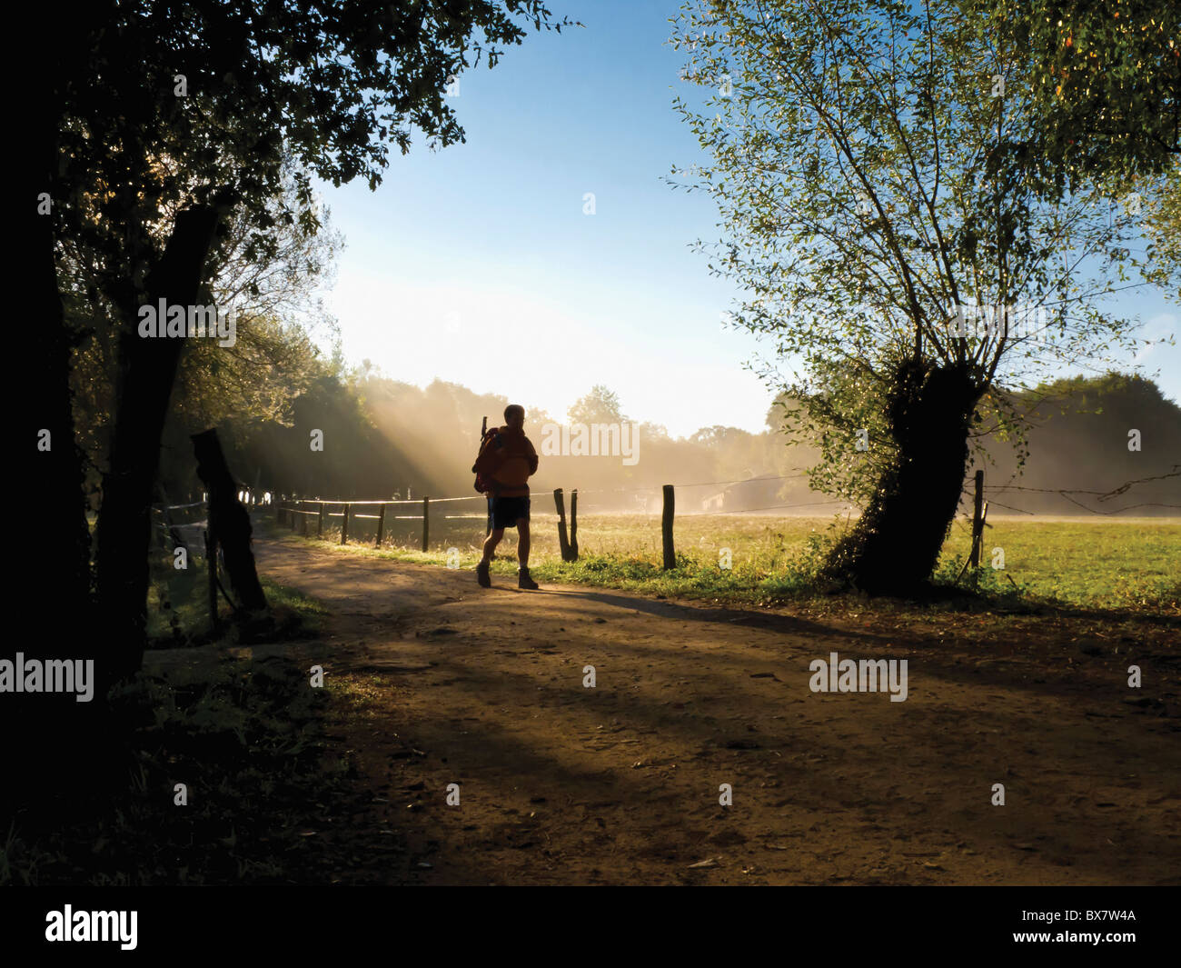 Pilgrim on the Camino de Santiago, Spain Stock Photo - Alamy
