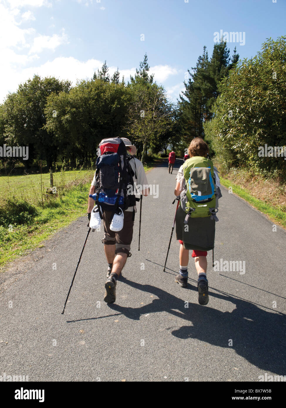 Pilgrims walking on the Camino de Santiago, Spain Stock Photo - Alamy