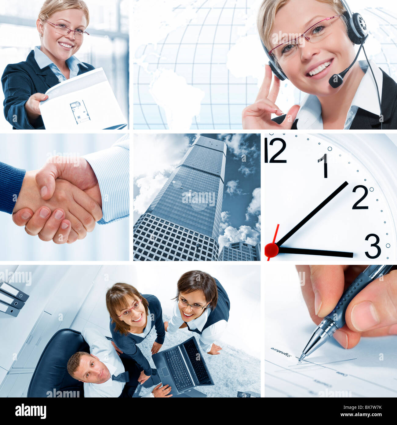 business theme photo collage composed of few images Stock Photo - Alamy