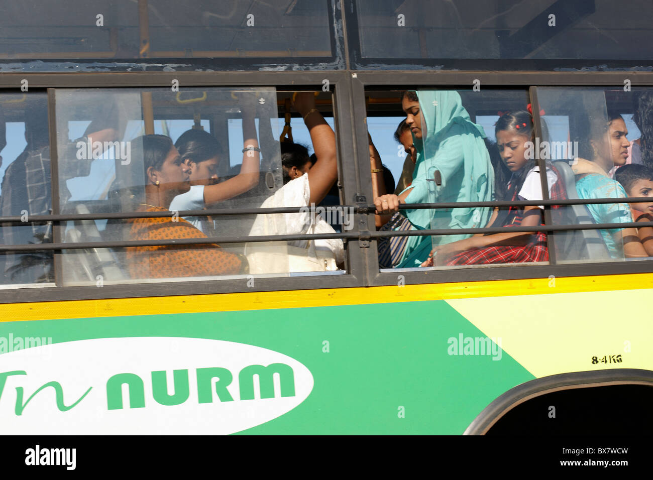 Women on a bus in India Stock Photo - Alamy