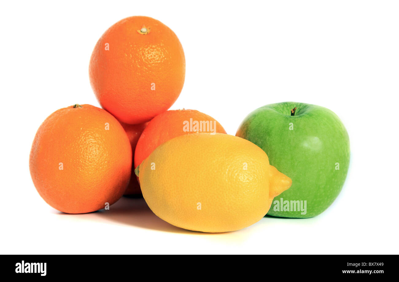 Various ripe fruits. All on white background Stock Photo - Alamy
