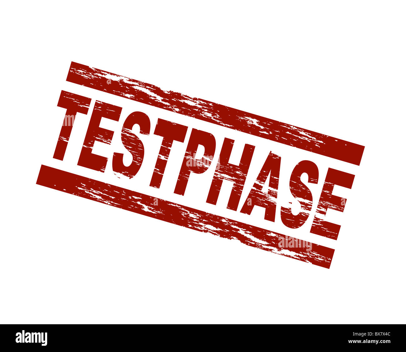 Stylized red stamp showing the german term Testphase. English ...